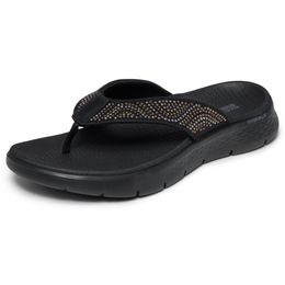 Zehentrenner Skechers "GO WALK FLEX SANDAL", Herren, Gr. 37, schwarz unifarben, Lederimitat, metallic, Schuhe Zehentrenner, Sommerschuh, Badeschuh, Strandschuh mit Nietenverzierung