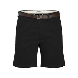 Jack & Jones PlusSize Chinoshorts "JPSTADAM BELTED CHINO SHORTS PLS", Herren, Gr. 42 (4XL), N-Gr, schwarz, Web, Obermaterial: 98% Baumwolle, 2% Elasthan, JACK & JONES PLUSSIZE, unifarben, regular fit, Hosen Chinoshorts