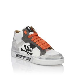 Sneaker Philipp Plein "Retrokickz", Herren, Gr. 43, Normalschaft, 0186, wei&szlig;, orangefluo, Schuhe Sneaker