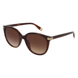 Furla SFUB12 | Damen-Sonnenbrille | Fassung: Vollrand, Panto, Kunststoff, Havanna Gl&auml;nzend | Glasfarbe: Braun Verlaufend