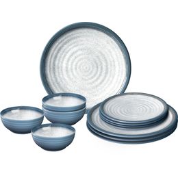 Brunner Midday Tuscany Geschirrset Melamin Mineral 12-teilig Porzellan-Touch Antirutsch BPA-frei - Kunststoff und Melamin Geschirr-Sets