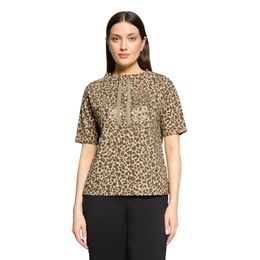 Kurzarmshirt Betty Barclay "Damen mit Rippenstruktur", Damen, Gr. 36, beige, khaki, Obermaterial: 73% Viskose, 23% Polyester, 4% Elasthan, gerade normal, Shirts