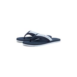 Zehentrenner Tommy Hilfiger "HILFIGER WEBBING BEACH SANDAL", Herren, Gr. 48, dunkelblau, Textil, gestreift, Schuhe Zehentrenner, Sommerschuh, Pool Slides, Flat im Kontrastlook