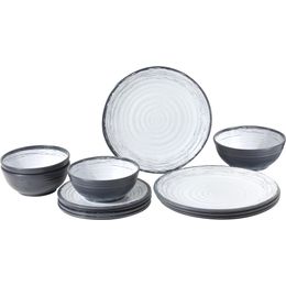 Brunner Midday Granada Geschirrset Melamin Mineral 12-teilig Porzellan-Touch Antirutsch BPA-frei - Kunststoff und Melamin Geschirr-Sets