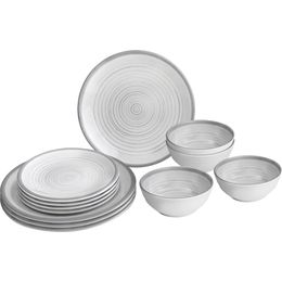 Brunner Midday Bellagio Geschirrset Melamin Mineral 12-teilig Porzellan-Touch Antirutsch BPA-frei - Kunststoff und Melamin Geschirr-Sets
