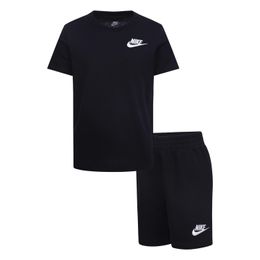 T-Shirt & Shorts Nike Sportswear "NKN CLUB LBR KNIT SHORT SET", M&auml;dchen, Gr. 80 (12M), schwarz, Sweatware, Obermaterial: 60% Baumwolle, 40% Polyester, unifarben, KOB Set-Artikel, f&uuml;r Kinder