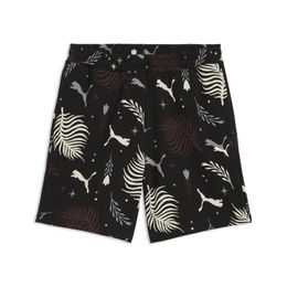 Sporthose Puma "Sunset Drive Relaxed Shorts Herren", Herren, Gr. L, Normalgr&ouml;&szlig;en, schwarz, Obermaterial: 68% Baumwolle, 32% Polyester. Seitentasche &ndash; Oben: 100% Baumwolle. Seitentasche &ndash; Unten: 32% Polyester, 68% Baumwolle, bedruckt, relaxed fit, Hosen Sporthose
