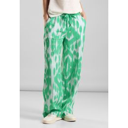 Stoffhose Street One, Damen, Gr. 36, L&auml;nge 30, gr&uuml;n (soft grass gr&uuml;n), Stoff, 100% Leinen, gemustert, gerade lang, Hosen Stoffhose, aus Leinen