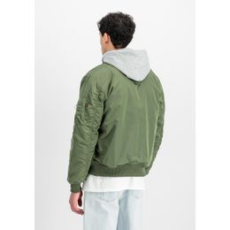 Bomberjacke Alpha Industries "MA-1 TT Two Tone Hood CW", Herren, Gr. M, sage, gr&uuml;n, Obermaterial: 100% Nylon, Futter: 100% Nylon, Kapuze: 75% Baumwolle, 25% Polyester, F&uuml;llung: 100% Polyester, Jacken Bomberjacke