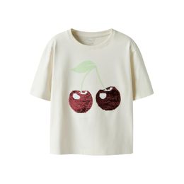 T-Shirt name it "NKFHARPER SS NREG TOP BOX PB", Jungen, Gr. 134/140, gardenia, Jersey, Obermaterial: 100% Baumwolle, unifarben, normal normal, Rundhals, Shirts T-Shirt