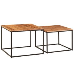 Wohnling WL6.364 Wohnzimmertisch (2er Set) Akazie 60 cm x 60 cm x 46 cm