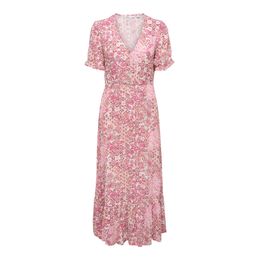 Maxikleid Only "ONLCHIANTI S/S LONG DRESS WVN NOOS", Damen, Gr. L, N-Gr, marshmallow aop:dusty rose graphic, Web, Obermaterial: 100% Viskose, bedruckt, regular fit kn&ouml;chellang, V-Ausschnitt, Kleider Maxikleid, Viskose, regular fit