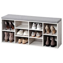 Kesper Schuhschrank mit Sitzkissen - versch. Ausf&uuml;hrungen - Wei&szlig; Grau