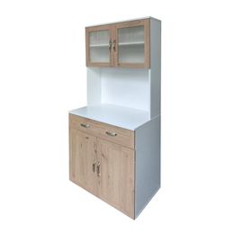 HTI-Living K&uuml;chenbuffet mit Glasteil Wei&szlig; Artisaneiche Blanca