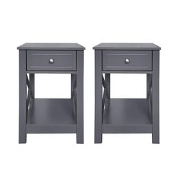 HTI-Living Nachttisch Hayet Grau 2er-Set
