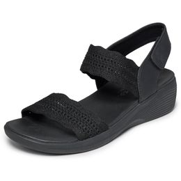 Sandale Skechers "ARYA", Damen, Gr. 35, schwarz unifarben, Textil, Strukturmuster, Schuhe Sandale, Sommerschuh, Keilsandalette mit komfortablem Luxe Foam
