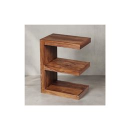 KADIMA DESIGN Beistelltisch "E" Cube NAKO: Akazienholz, E-Konstruktion, 45x30 cm, 60 cm H&ouml;he, handgefertigt.