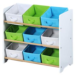 Kesper Kinder- Aufbewahrungsregal,FSC, Farbe: wei&szlig; -gr&uuml;n-blau