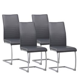 ALBATROS Freischwinger St&uuml;hle 4er Set MURANO, Grau - Esszimmerstuhl Schwingstuhl, modernem Design, Kunstleder-Bezug, dicke Polsterung - K&uuml;chenstuhl, Polsterstuhl, Stuhl Esszimmer Esstisch
