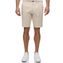 Chinoshorts INDICODE "INSpring Pleat Shorts", Herren, Gr. L, N-Gr, fog, Web, Obermaterial: 98% Baumwolle, 2% Elasthan, unifarben, regular fit knielang, Hosen Chinoshorts