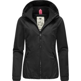 Outdoorjacke Ragwear "Dizzie", Damen, Gr. 4XL (48), schwarz (nightshine), Au&szlig;enmaterial: 100% Polyester. Innenfutter: 100% Polyester. Wattierung: 100% Polyester, gerade h&uuml;ftbedeckend, &Auml;rmel ohne &Auml;rmelschlitz Rippstrickb&uuml;ndchen, Jacken Outdoorjacke, Wasserdichte &Uuml;bergangsjacke mit gro&szlig;er Kapuze
