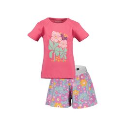 Shirt & Shorts Blue Seven, M&auml;dchen, Gr. 134, pink, Jersey, Obermaterial: 100% Baumwolle, bedruckt, gebl&uuml;mt, KOB Set-Artikel, im sommerlichen Look