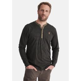 Businessshirt HERO by John Medoox "HANO Workwear Longsleeve Henley-Shirt", Herren, Gr. L, gr&uuml;n (gr&uuml;n meliert), Stoff, 100% Baumwolle, regular fit, V-Ausschnitt, Shirts, Longsleeve Henley-Shirt Funktionsqualit&auml;tf&uuml;r Herren