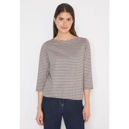 3/4-Arm-Shirt Cecil, Damen, Gr. L (42), urban taupe, Web, 100% Baumwolle, gestreift, comfort fit normal, U-Boot-Ausschnitt, abgesteppt, Shirts 3/4-Arm-Shirt, mit U-Boot-Ausschnitt