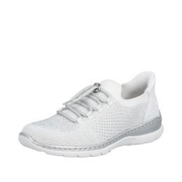 Slip-On Sneaker Rieker "Ready2GO", Damen, Gr. 38, wei&szlig;, silberfarben, Lederimitat, Textil, Schuhe, Slipper, Barfu&szlig;schuh, Halbschuh mit Schnellverschluss