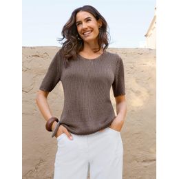 Kurzarmpullover Inspirationen "Kurzarm-Pullover", Damen, Gr. 36, taupe, 100% Polyacryl, unifarben, Pullover