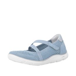 Riemchenballerina Remonte, Damen, Gr. 36, hellblau, Lederimitat, Textil, Basic, Schuhe Riemchenballerina, Klettschuh, Slipper mit Lite&acute;n Soft-Ausstattung