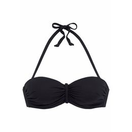 Buffalo B&uuml;gel-Bandeau-Bikini-Top 'Happy' schwarz Gr. 36 Cup D. Mit Flechtdetails. Mit B&uuml;gel Und Mit Seitlichen St&auml;bchen