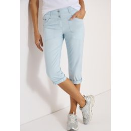 3/4-Hose Cecil "Style YorkStyle NewYork", Damen, Gr. 32, N-Gr, diamond blau, Web, Obermaterial: 98% Baumwolle, 2% Elasthan, unifarben, regular fit 3/4-L&auml;nge, Hosen, im Five-Pocket Style