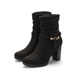 Lascana Stiefelette schwarz Gr. 37 f&uuml;r Damen. Mit Schmuckelement