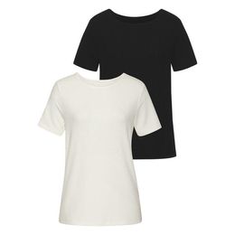 Vivance T-Shirt 'mit modischer Rippstruktur' mehrfarbig Gr. 36/38 f&uuml;r Damen. Mit Rundhals. Bequem. Nachhaltig.