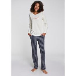 Vivance Dreams Pyjama mehrfarbig Gr. 32/34 f&uuml;r Damen. Rundhals und Druck. Basic. Nachhaltig.