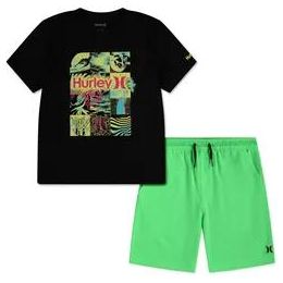 Shirt & Shorts Hurley "HRLB S/S TEE & MESH SHORT SET", Jungen, Gr. 110, volt, Obermaterial: 95% Polyester, 5% Elasthan. Obermaterial Hose: 100% Polyester, KOB Set-Artikel, f&uuml;r Kinder, sportlicher Stil