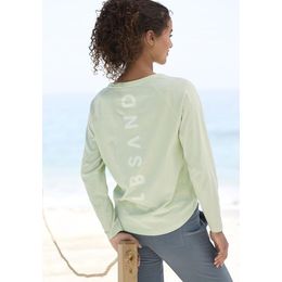 ELBSAND Longsleeve 'Tinna' pastellgr&uuml;n Gr. S (36) f&uuml;r Damen. Rundhals und Logodruck. Figurumspielend. Nachhaltig.