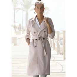 Lascana Trenchcoat beige Gr. 46 f&uuml;r Damen. Mit V-Ausschnitt. Figurumspielend