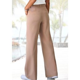 Lascana Anzughose 'mit verstellbarem Bund' beige Gr. 44 f&uuml;r Damen. Figurumspielend. Nachhaltig.