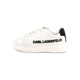 Karl Lagerfeld Kids Leder-Sneakers in Wei&szlig;/ Schwarz - 51% | Gr&ouml;&szlig;e 28 | Kindersneakers
