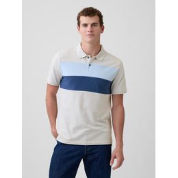 GAP Poloshirt in Creme/ Blau - 65% | Gr&ouml;&szlig;e L | Herren-plussize