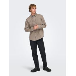 Only & Sons ONLY & SONS Hemd "Salp" in Taupe - 50% | Gr&ouml;&szlig;e M | Herren-plussize