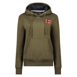 Geographical Norway Hoodie "Genifer" in Khaki - 68% | Gr&ouml;&szlig;e S | Damen-sweatshirts-jacken