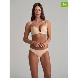 Bye Bra 2er-Set: Slips in Beige/ Schwarz - 49% | Gr&ouml;&szlig;e L | Damen-unterteile