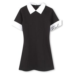 Karl Lagerfeld Kids Kleid in Schwarz/ Wei&szlig; - 49% | Gr&ouml;&szlig;e 152 | Kinderkleider