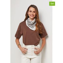 Lin Passion 2tlg. Set: Shirt und Bandana in Braun/ Wei&szlig; - 71% | Gr&ouml;&szlig;e 36/38 | Damen-tops