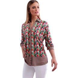 Heine Bluse in Rot/ T&uuml;rkis/ Khaki - 65% | Gr&ouml;&szlig;e 36 | Damen-blusen