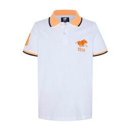 POLO SYLT Poloshirt in Wei&szlig;/ Orange - 36% | Gr&ouml;&szlig;e 134/140 | Kinder-oberteile