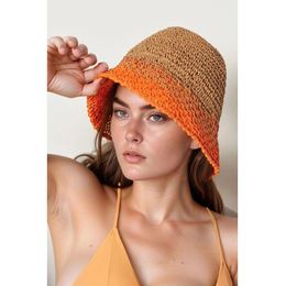 Lucky Bees Sonnenhut in Beige/ Orange - 68% | Damen-muetzen-caps